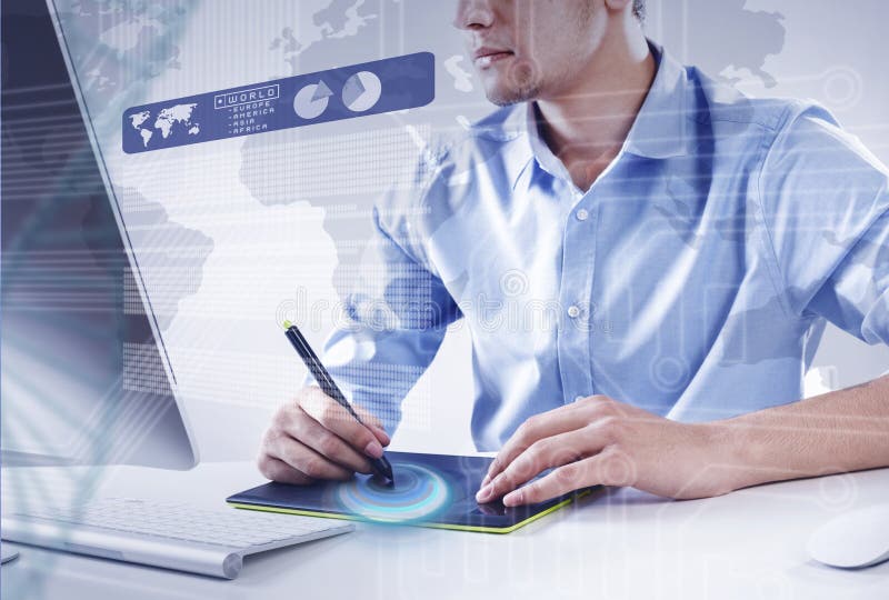 Graphic designer at work stock image. Image of office - 60475027