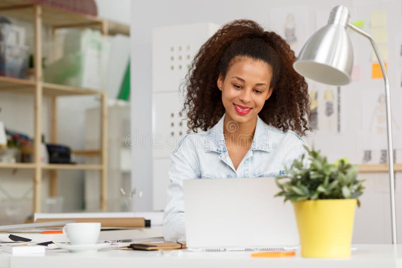 Graphic designer at work stock photo. Image of laptop - 61589258