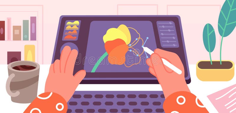 Animator at Work Vector Illustration Stock Illustration - Illustration ...