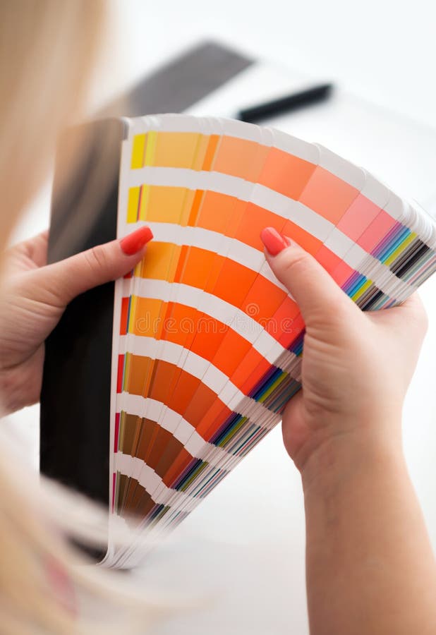 Graphic Designer Working with Cmyk Palette Stock Photo - Image of ...