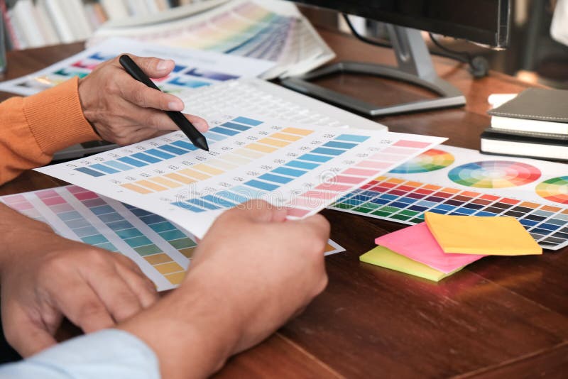 Graphic Designer Working on Digital Tablet. Artist Drawing on Graphic ...