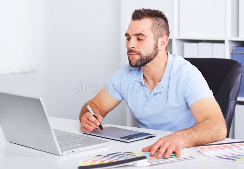 Graphic Designer Working on Digital Tablet Stock Photo - Image of ...