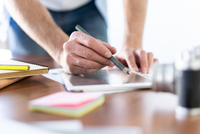 Graphic Designer Working with Interactive Pen Display, Digital Drawing ...