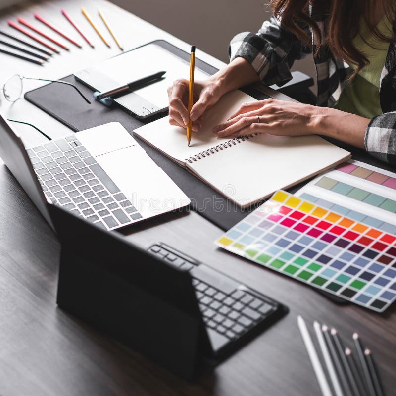 Asian Graphic Designer Working with Creativity Editor Ideas Designer ...