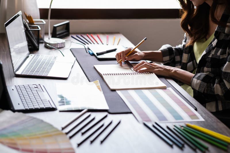 Asian Graphic Designer Working with Creativity Editor Ideas Designer ...