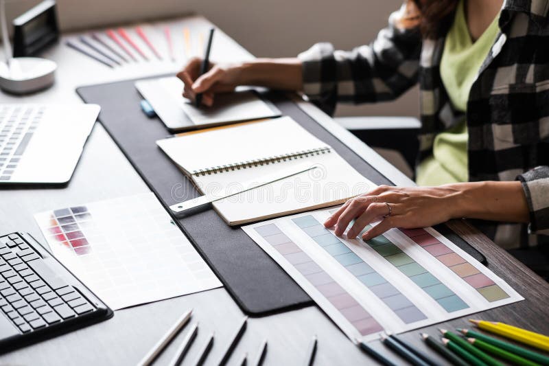 Asian Graphic Designer Working with Creativity Editor Ideas Designer ...