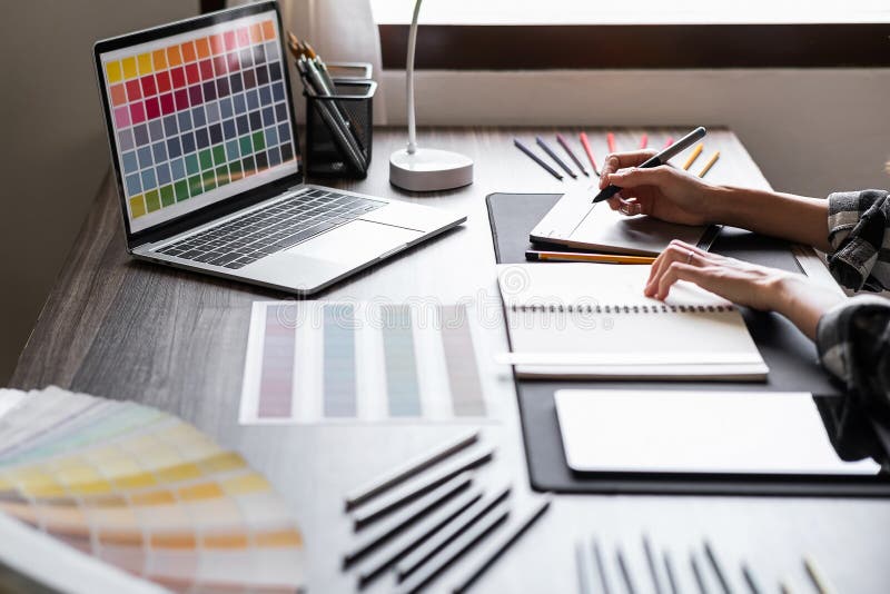 Asian Graphic Designer Working with Creativity Editor Ideas Designer ...