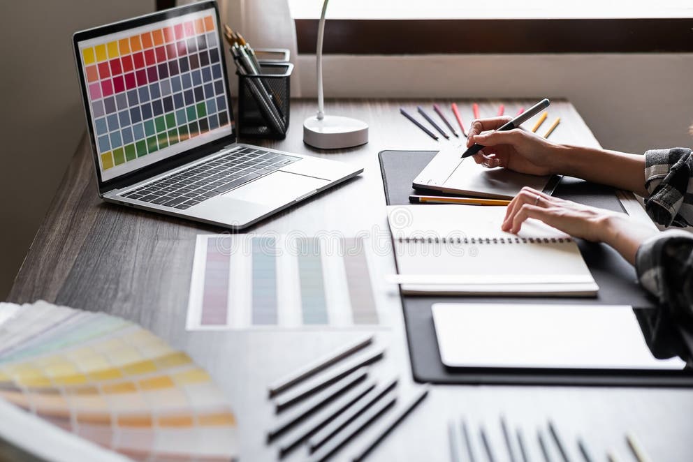 Asian Graphic Designer Working with Creativity Editor Ideas Designer ...