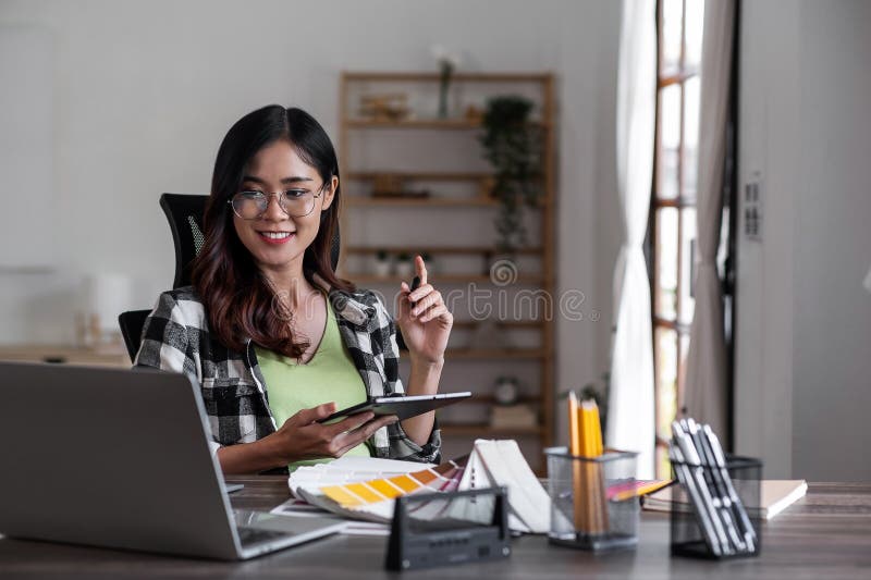 Image of Graphic Designer Working with Tablet for Creativity Editor ...