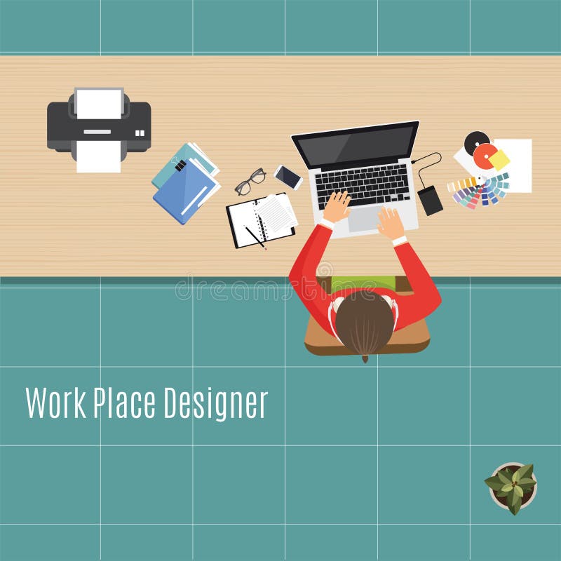 Modern Workplace stock vector. Illustration of desktop - 169720510