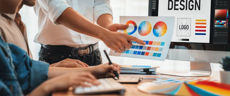 Graphic Designer Works on Computer Laptop with Digital Pen. Scrutinize ...