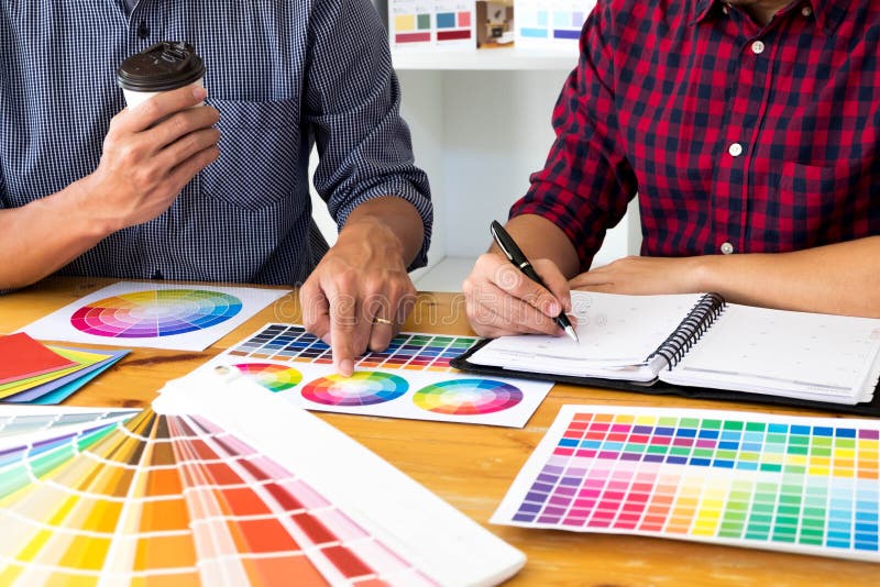 Graphic Designers Choose Colors from the Color Bands Samples for Design ... Graphic Designers Choose Colors from the Color Bands Samples for Design ...