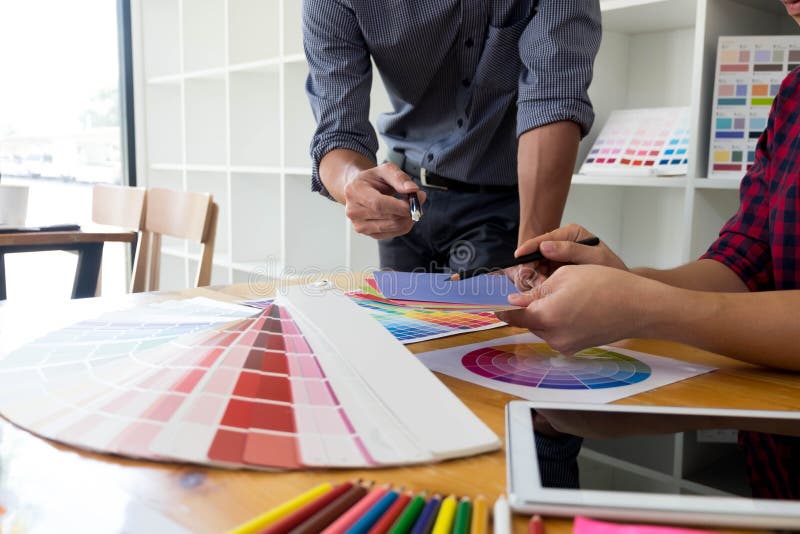 Graphic Designers Choose Colors from the Color Bands Samples for Design ... Graphic Designers Choose Colors from the Color Bands Samples for Design ...