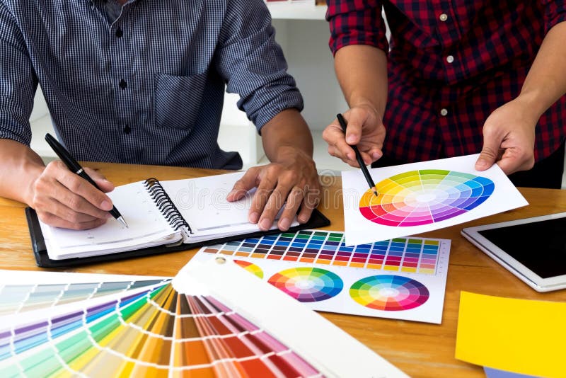 Graphic Designers Choose Colors from the Color Bands Samples for Design ... Graphic Designers Choose Colors from the Color Bands Samples for Design ...