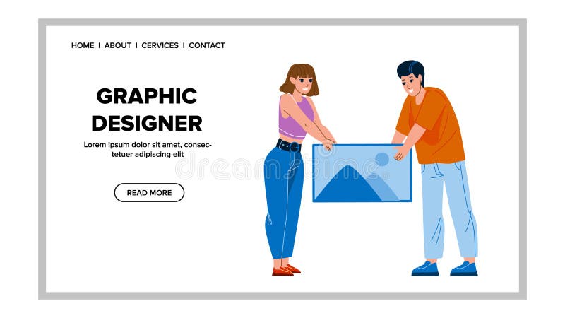Graphic Designers Create Project Together Vector Stock Illustration ...