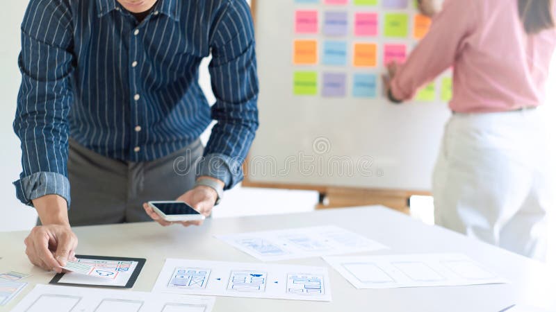 Graphic Designers Team Work Together with UX UI Designer Planning ...