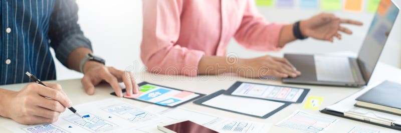 Graphic Designers Team Work Together with UX UI Designer Planning ...