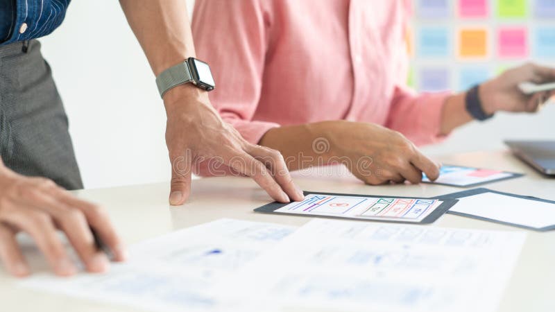 Graphic Designers Team Work Together with UX UI Designer Planning ...