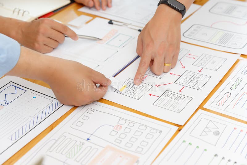 Graphic Designers Work Together with UX UI Designer Planning ...