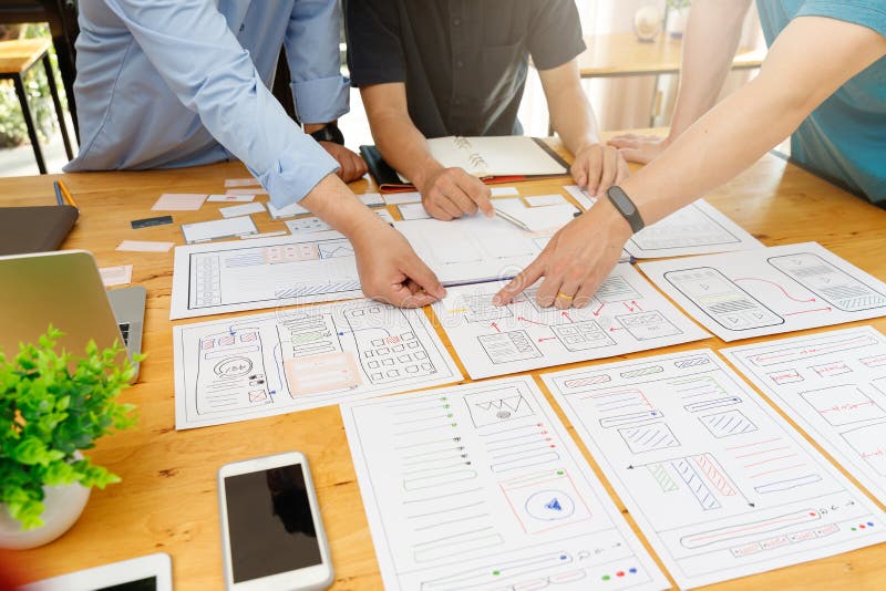 Graphic Designers Work Together with UX UI Designer Planning ...