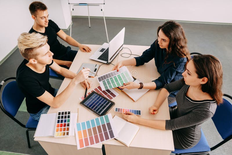 Graphic Designers Working at Creative Office Stock Image - Image of ...
