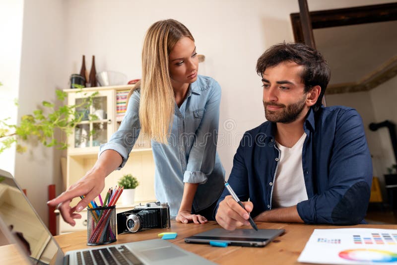 Graphic Designers Working on the Project Stock Image - Image of concept ...