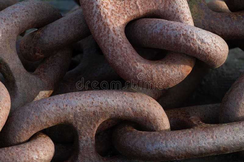 Graphic Detail Shot of a Rusty Anchor Chain. Stock Image - Image of ...