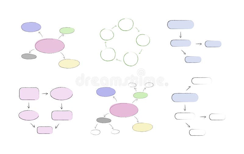Graphic Diagram Set, Organizational Chart. Hand Drawn of Mind Map or ...