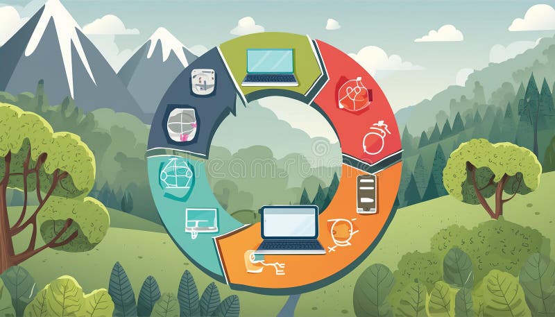 Circle Graphic Featuring Various Objects. Generative AI Stock Photo ...