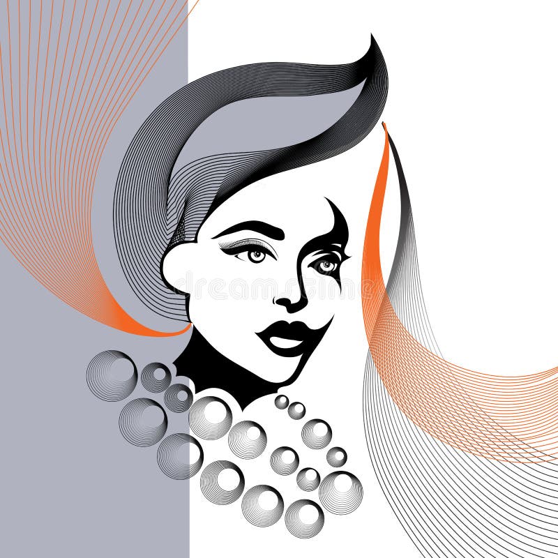 Graphic Drawing with Decorative Face 1 Stock Vector - Illustration of ...