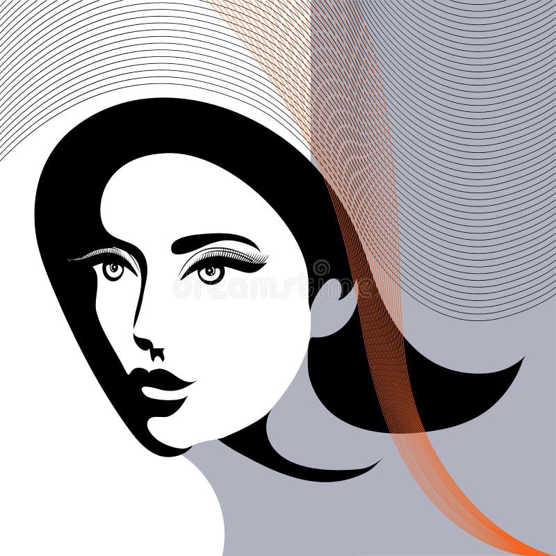 Graphic Drawing with Decorative Face 6 Stock Vector - Illustration of ...