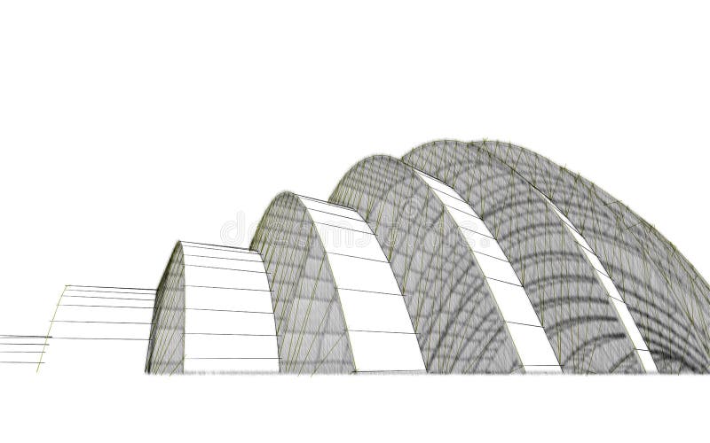 Abstract Architecture Background Pencil Graphic Drawing Curved Building ...