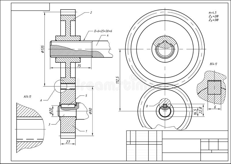 Graphic drawing gear stock vector. Illustration of machinery - 65117569