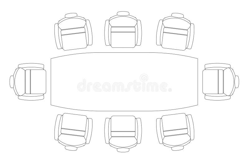 Graphic Drawing of a Meeting or Conference Table with Chairs from Above ...