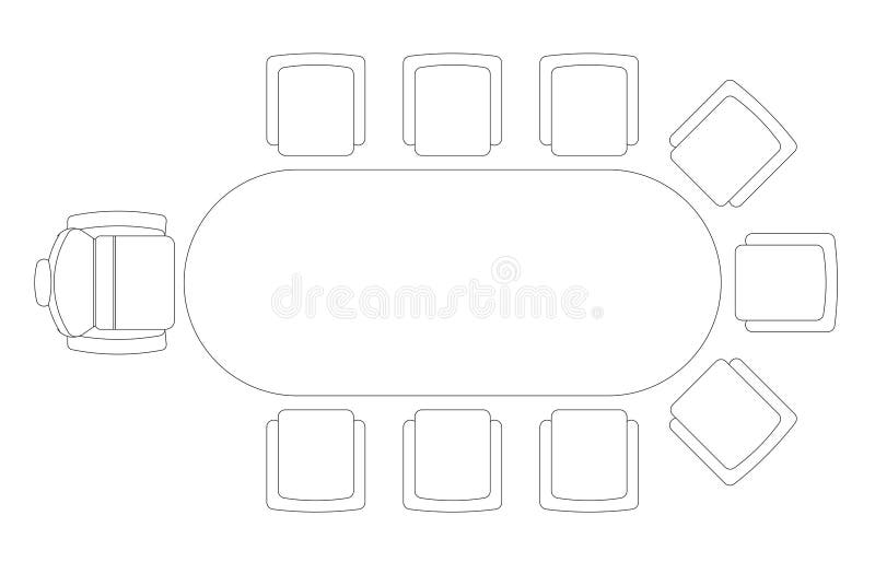 Graphic Drawing of a Meeting or Conference Table with Chairs from Above ...