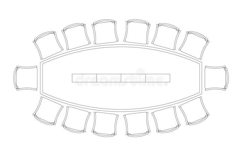 Graphic Drawing of a Meeting or Conference Table with Chairs from Above ... Graphic Drawing of a Meeting or Conference Table with Chairs from Above ...