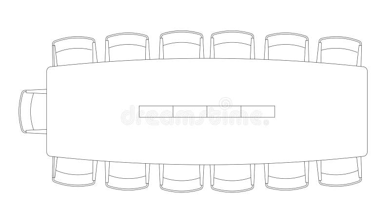 Graphic Drawing of a Meeting or Conference Table with Chairs from Above ...