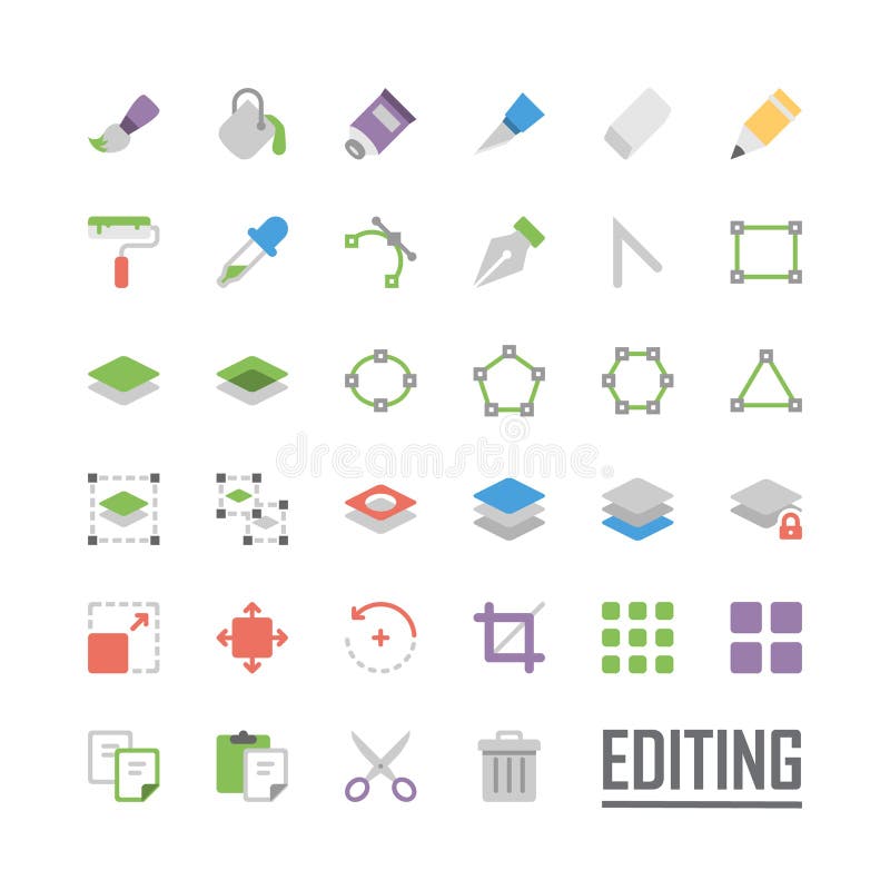 Graphic Editor - Flat Vector Icon Set Stock Vector - Illustration of ...