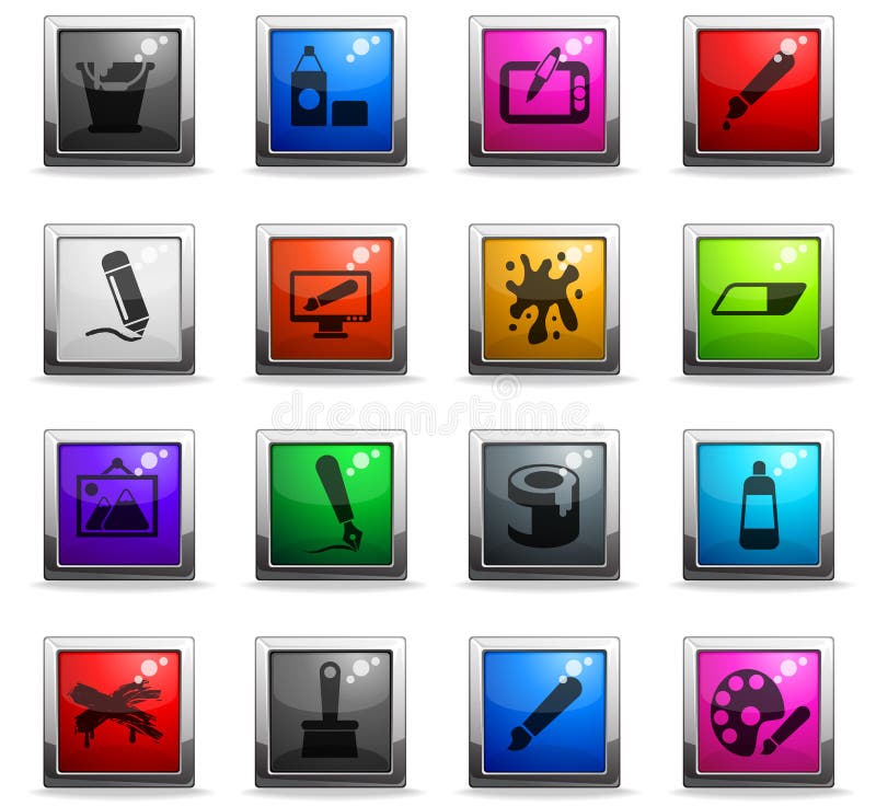 Graphic Editor Tools Icon Set Stock Vector - Illustration of brush ...