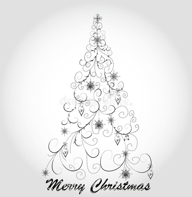 Graphic Elegant Christmas Tree Stock Vector - Illustration of floral ...
