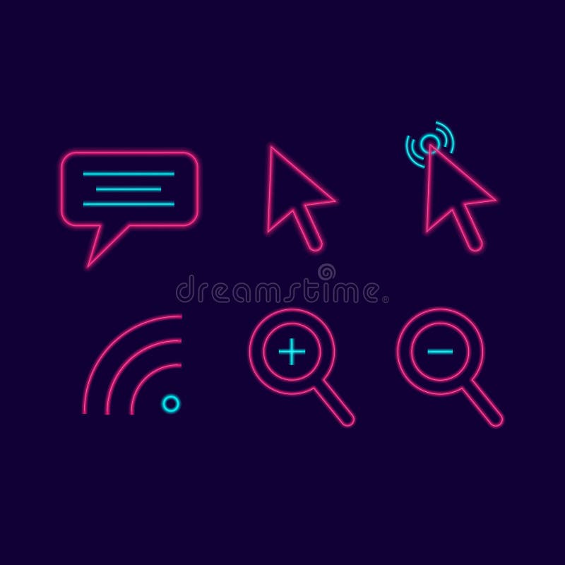 Graphic Element for Computer and Website. Icon Collection Neon Style ...