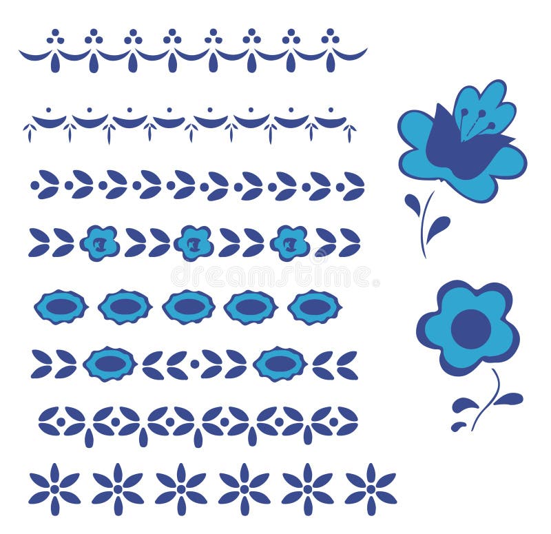 Graphic Element Delft Blue Border Stock Illustration - Illustration of ...