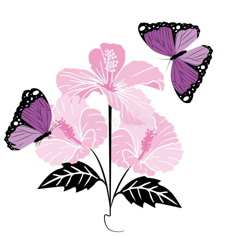 Graphic Element Flowers and Butterflies 2 Stock Vector - Illustration ...