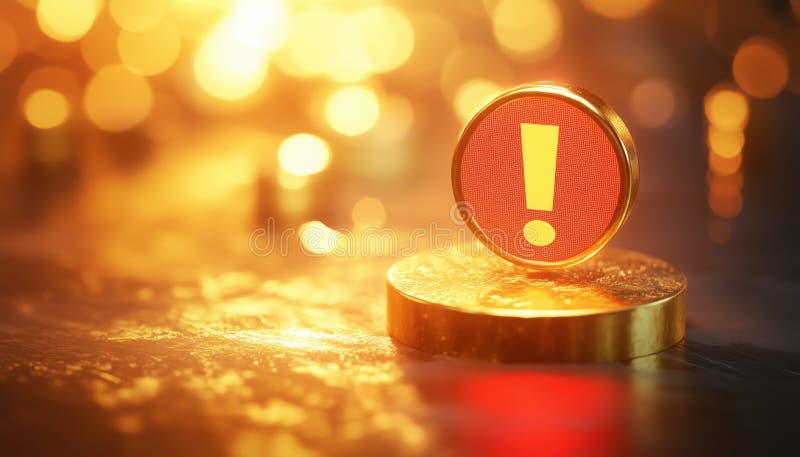 A Graphic Element Symbolizing Caution and Attention with a Golden ...