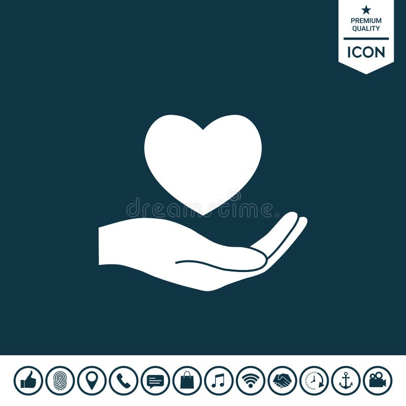Hand holding heart symbol stock vector. Illustration of charity - 107005947