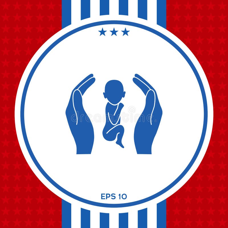 Hands Holding Baby, Protection Symbol. Stock Vector - Illustration of ...