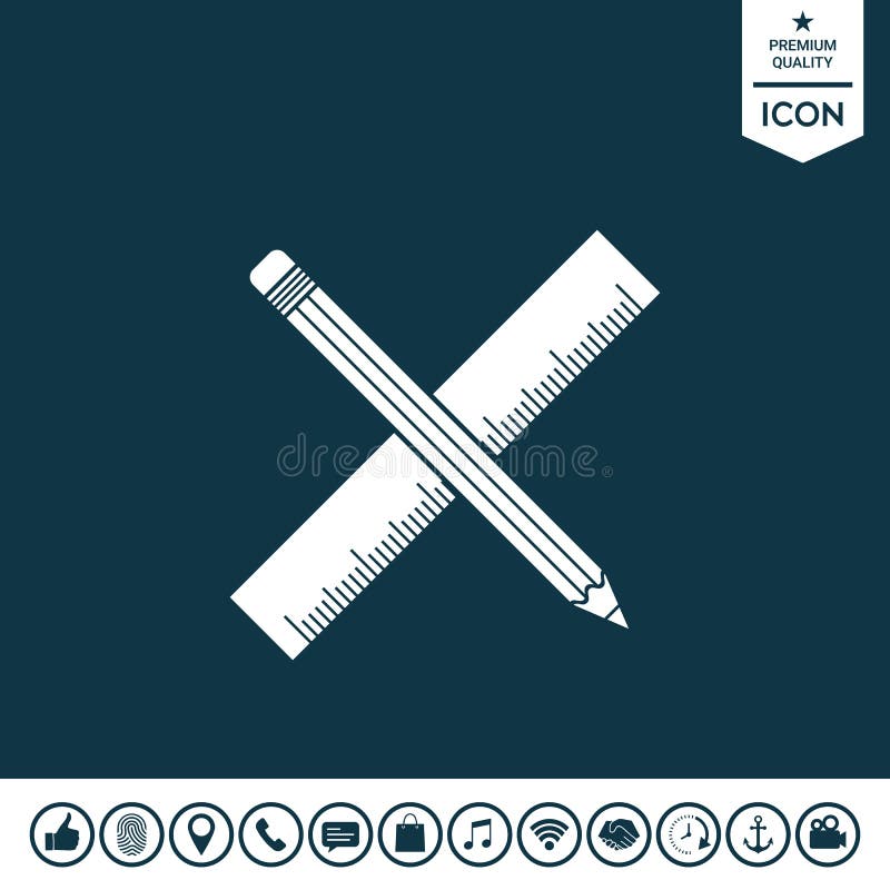 Pencil and ruler icon. stock vector. Illustration of element - 107007623