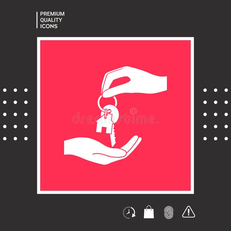 Receiving the Key with Keychain Shaped Like a House - Icon. Stock ...