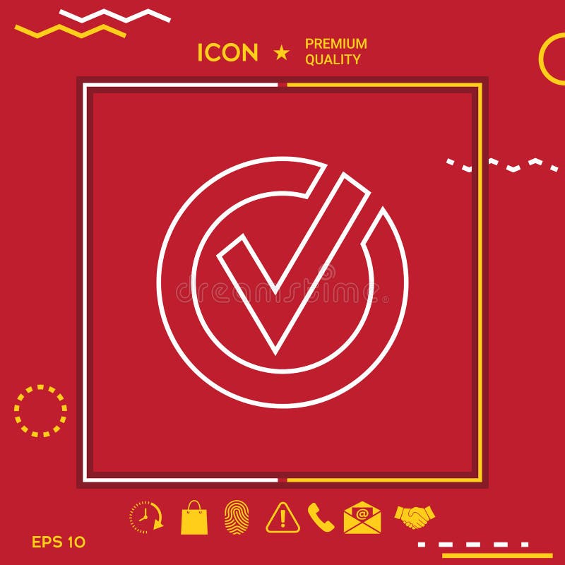 Rounded Check Mark Line Icon Stock Vector - Illustration of concept ...