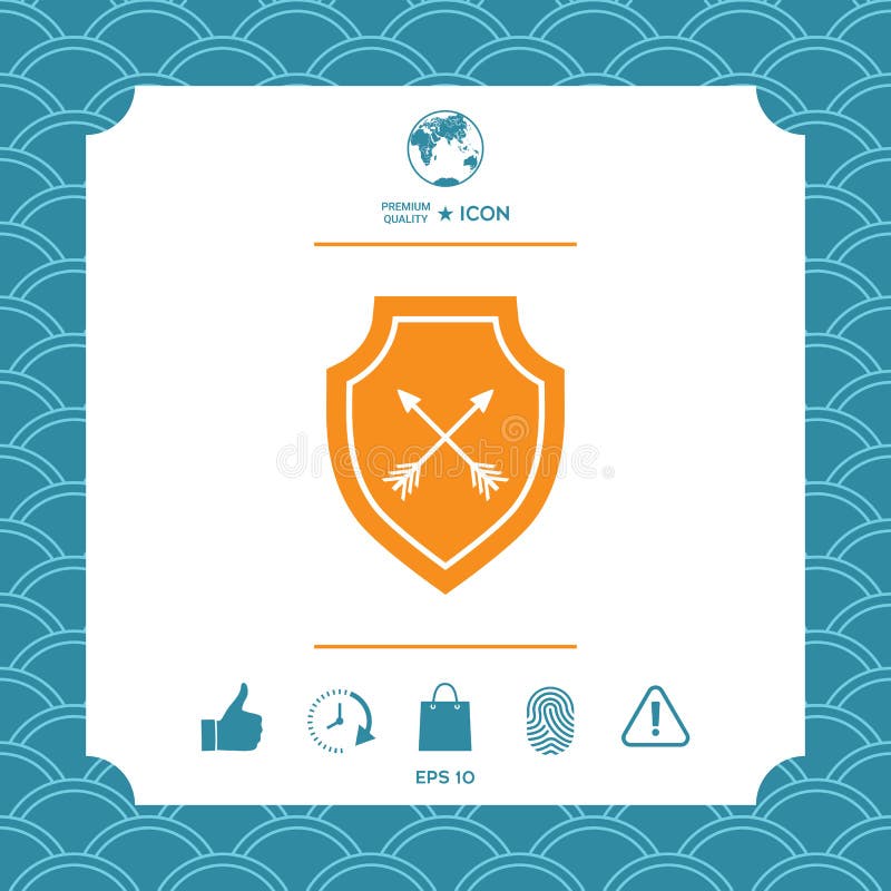 Shield with Arrows. Protection Icon Stock Vector - Illustration of safe ...